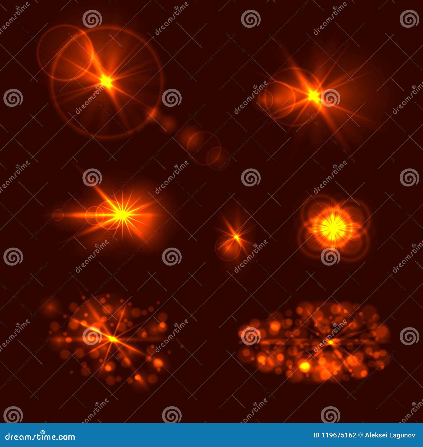 Vector Sun Shine Effects Set, Glare Illustration. Stock Vector ...