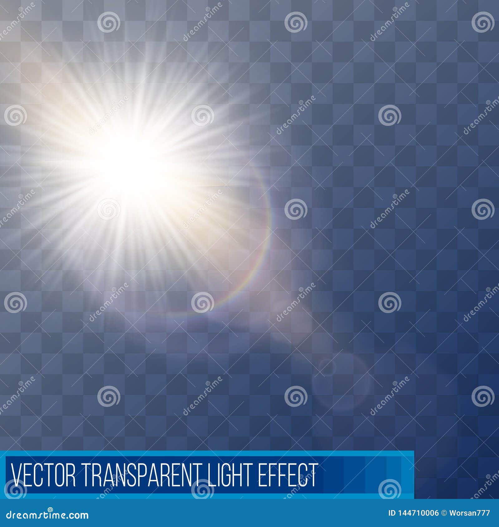 Vector Sunlight Special Lens Flare Light Effect. Sun Isolated On Black ...