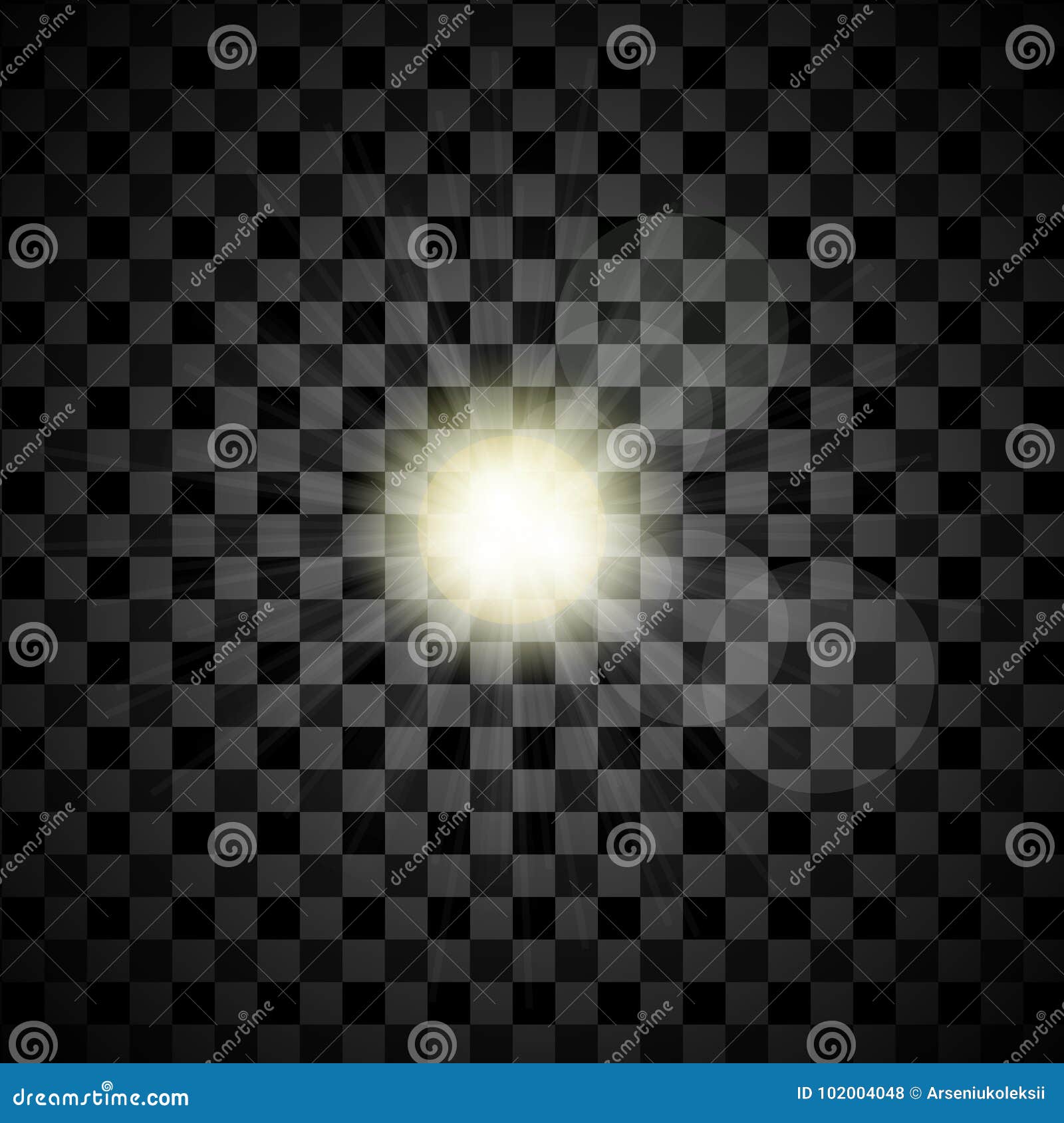 Vector Sunlight Special Lens Flare Light Effect. Sun Isolated On Black ...