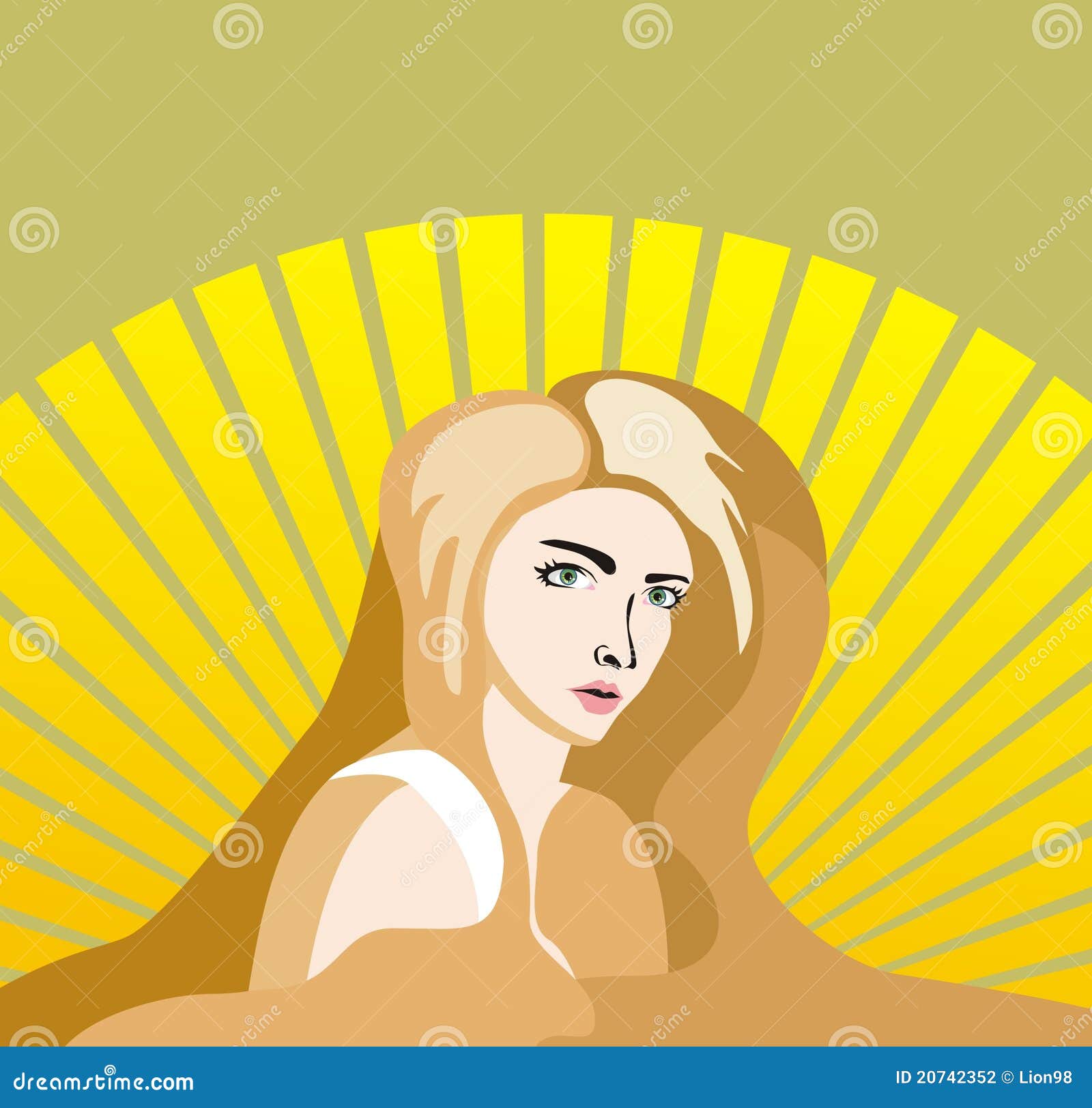 Vector Sunny Girl with Long Hair Stock Vector - Illustration of beauty ...