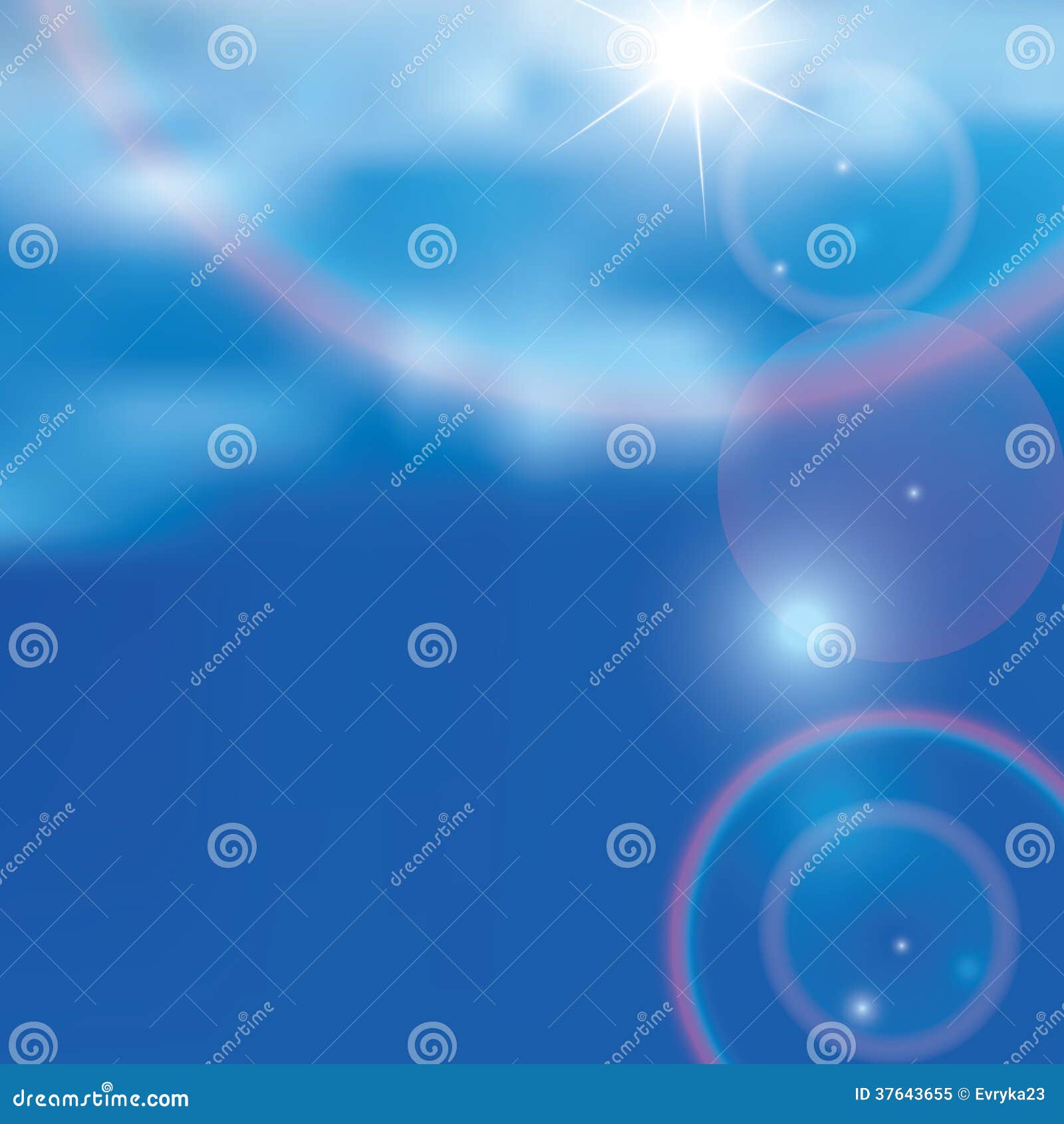 Vector Sunny Sky with Clouds Stock Vector - Illustration of blue, light ...