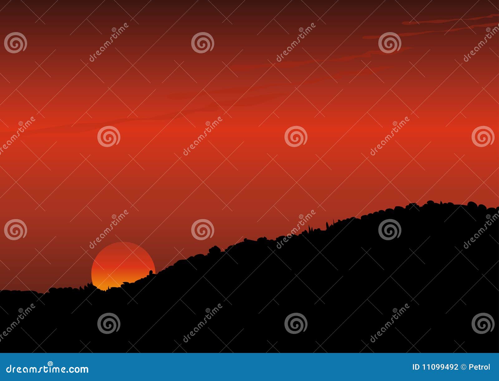 Vector sunset stock vector. Illustration of horizon, night - 11099492