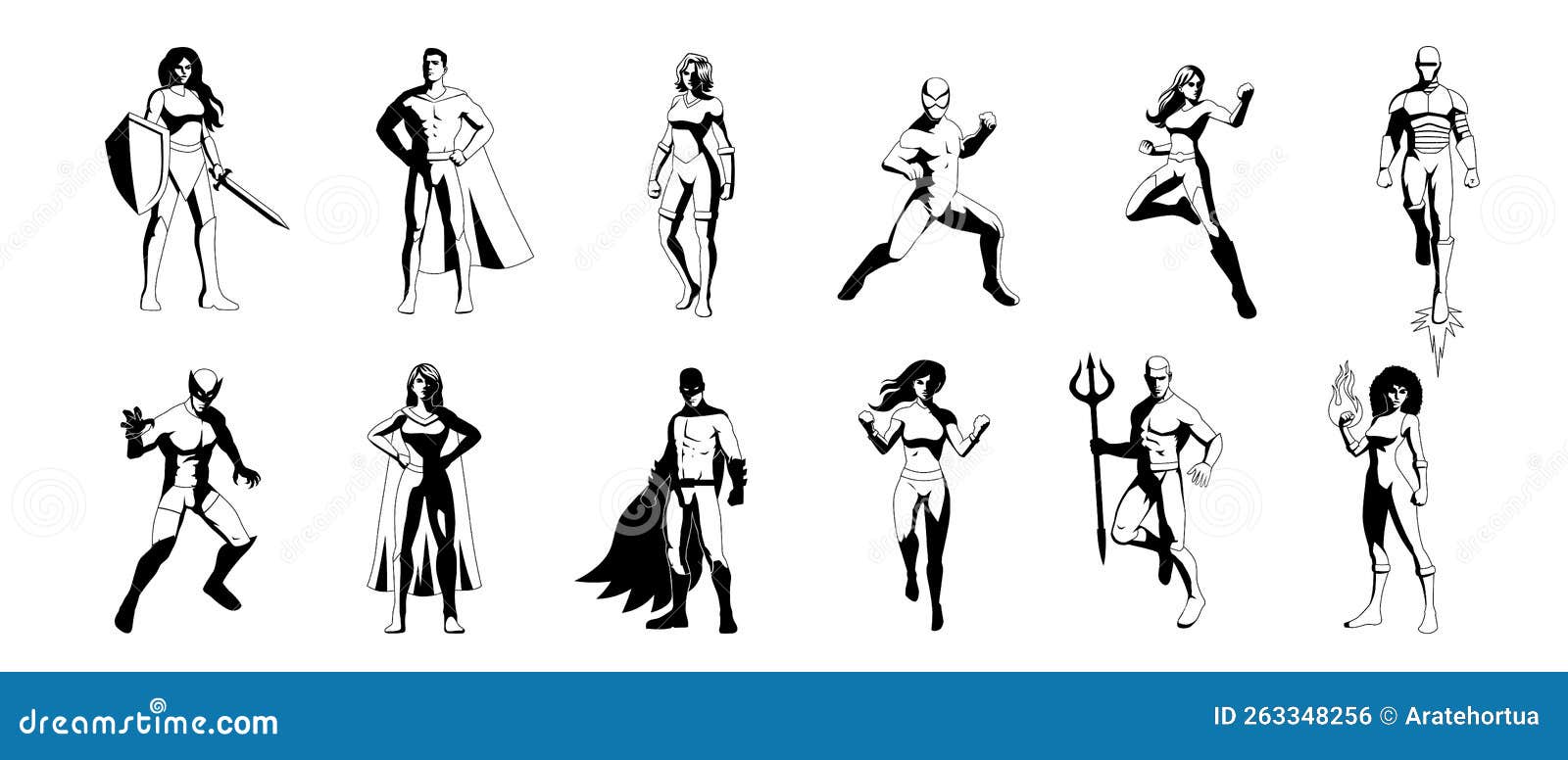 Vector Superhero Action Poses Set Illustration Isolated Stock Vector ...