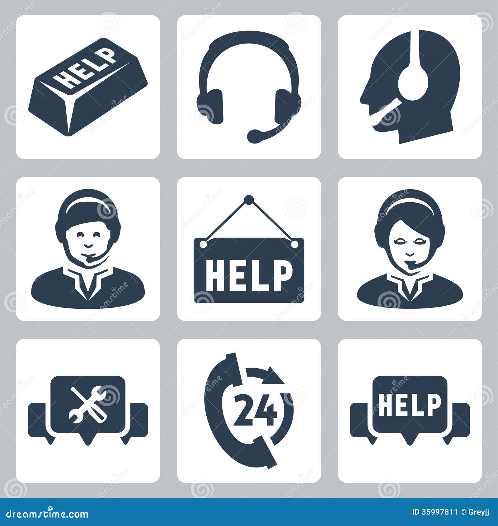 Vector Support, Call Center Icons Stock Vector - Illustration of icon ...