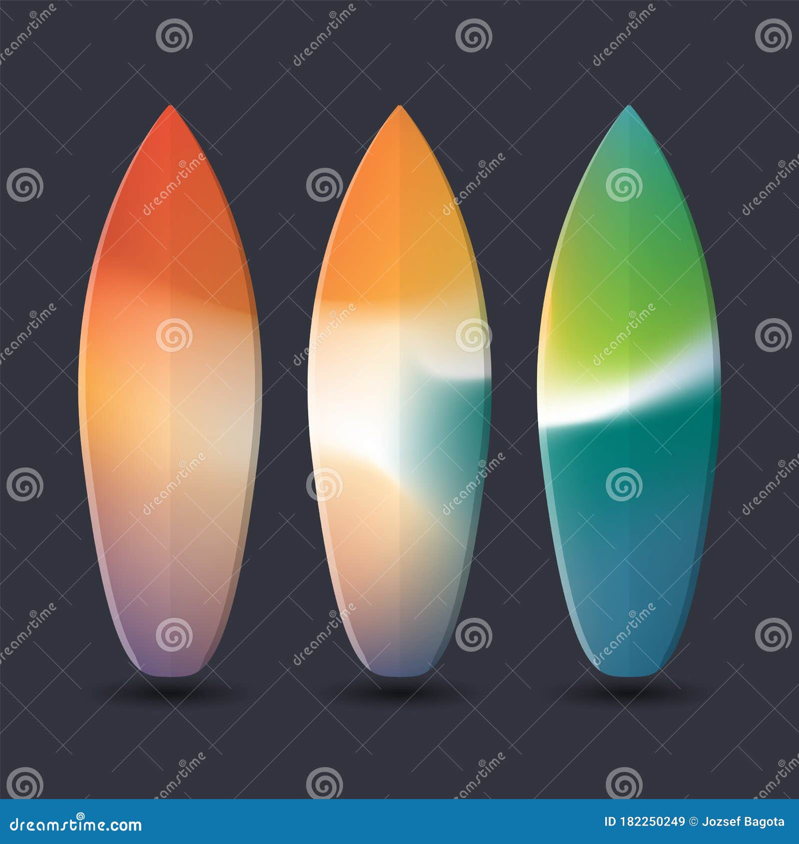 Vector Surfboards Design Template With Colorful Spotted Pattern ...