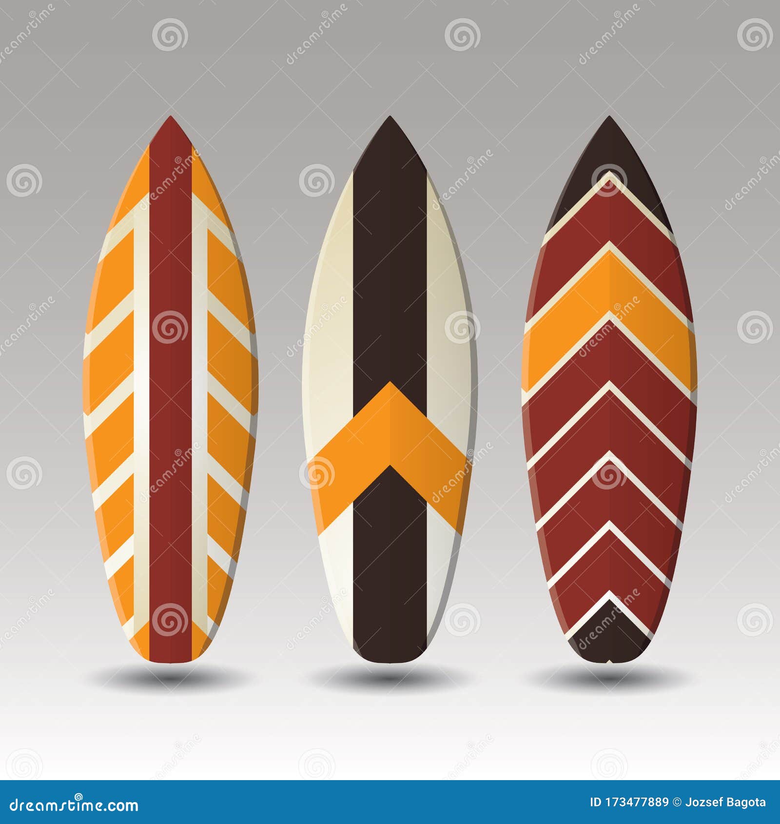 Vector Surfboards Design with Striped Pattern Stock Vector ...