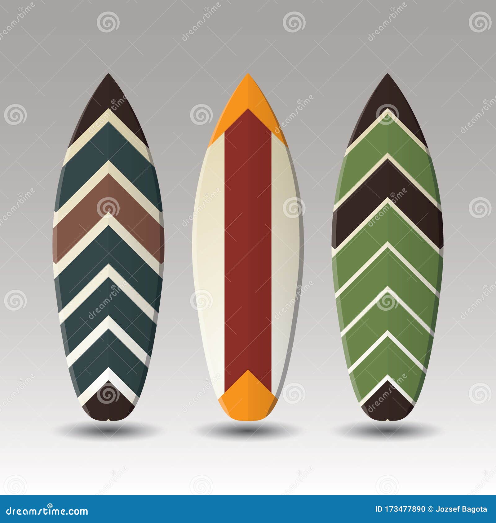 Vector Surfboards Design with Striped Pattern Stock Vector ...