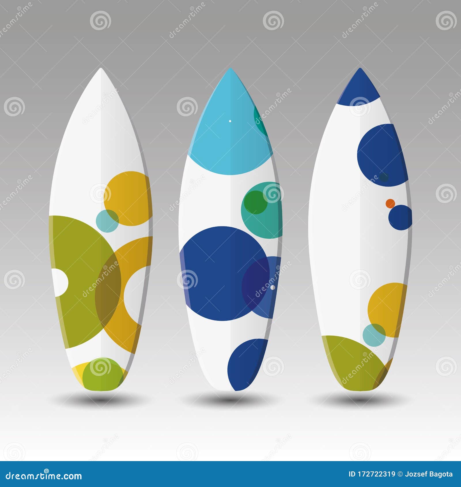 Vector Surfboards Design Template with Colorful Spotted Pattern Stock ...