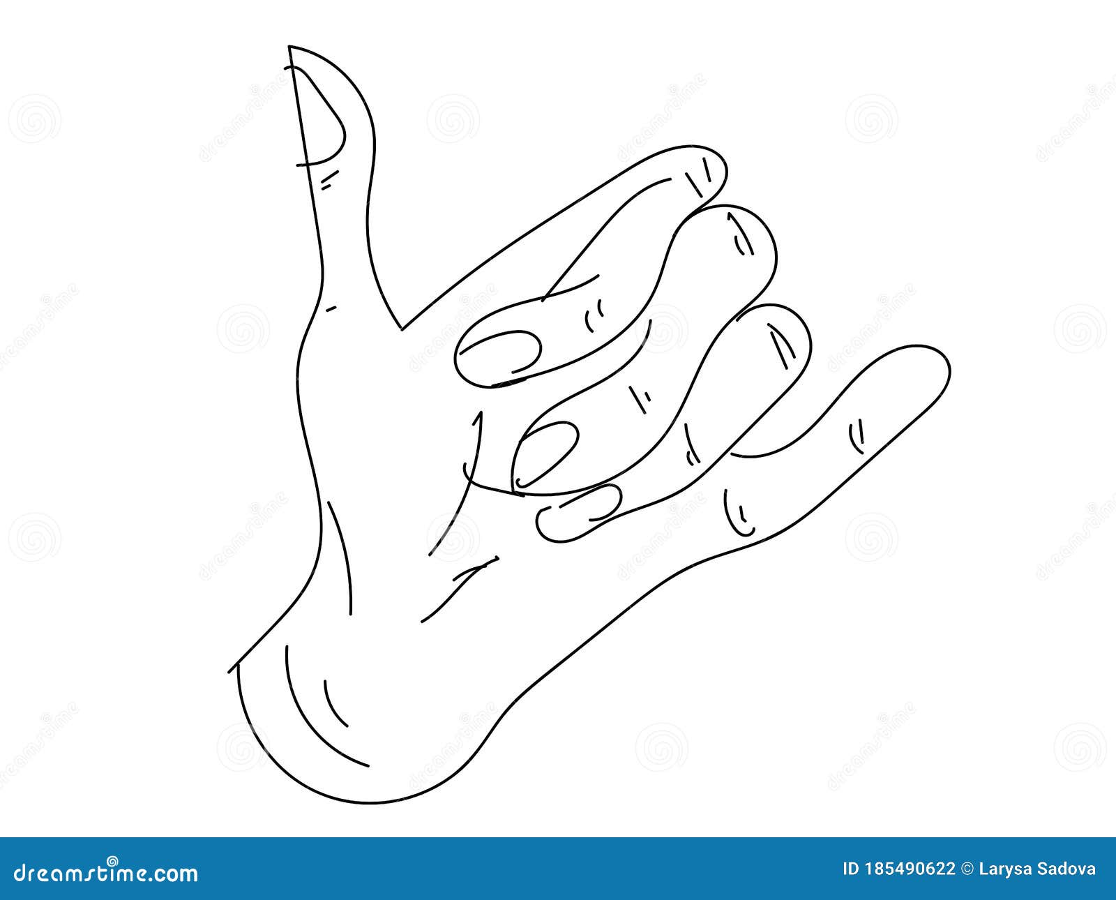 Vector Surfer`s Hand Sign Isolated On White Background. Shaka Hand ...