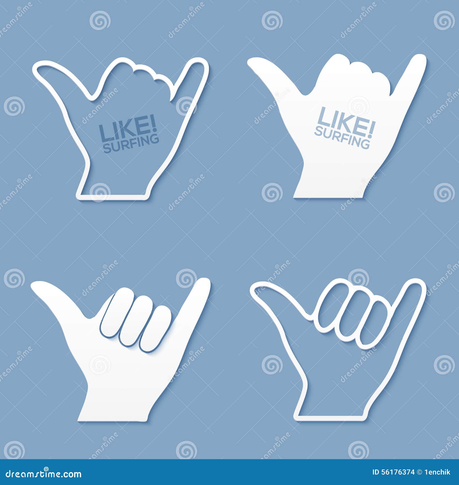 Vector Surfers Shaka Hand Sign in Flat Paper Style Stock Vector ...