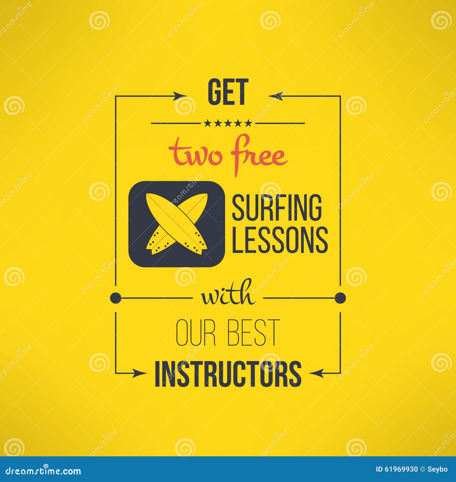 Vector Surfing Lesson Ad Flyer with Lettering Stock Vector ...