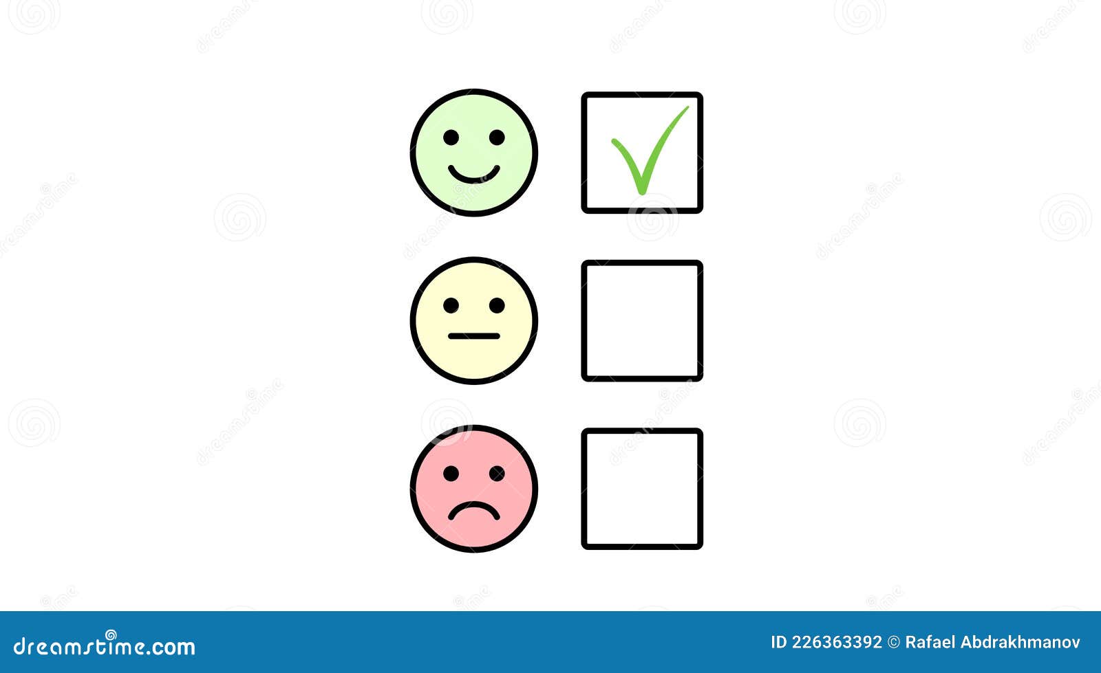 Vector Survey Feedback Icons in the Form of Mood Emotions. Checklist ...