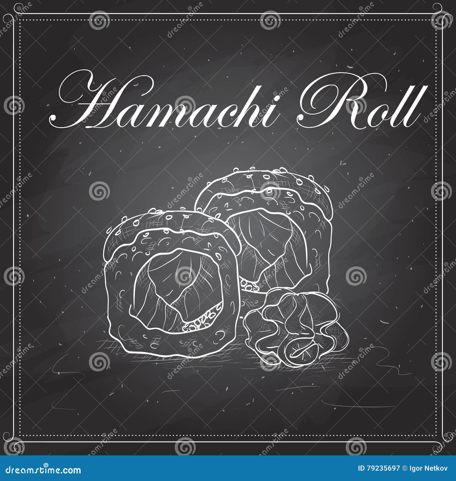 Vector Sushi Sketch, Hamachi Roll Stock Vector - Illustration of ...