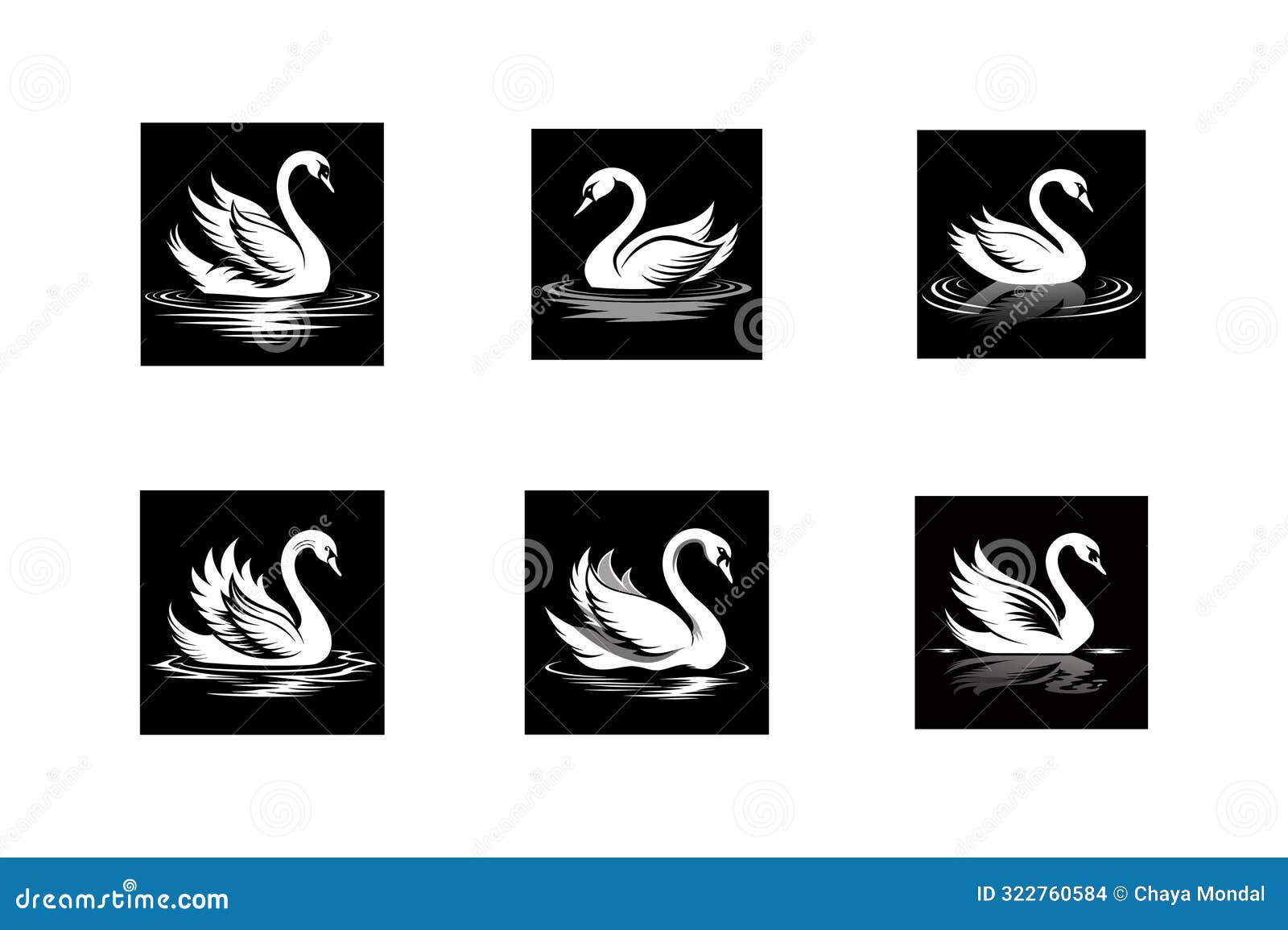 Vector Swan Logo Set of White or Black Swant Stock Vector ...