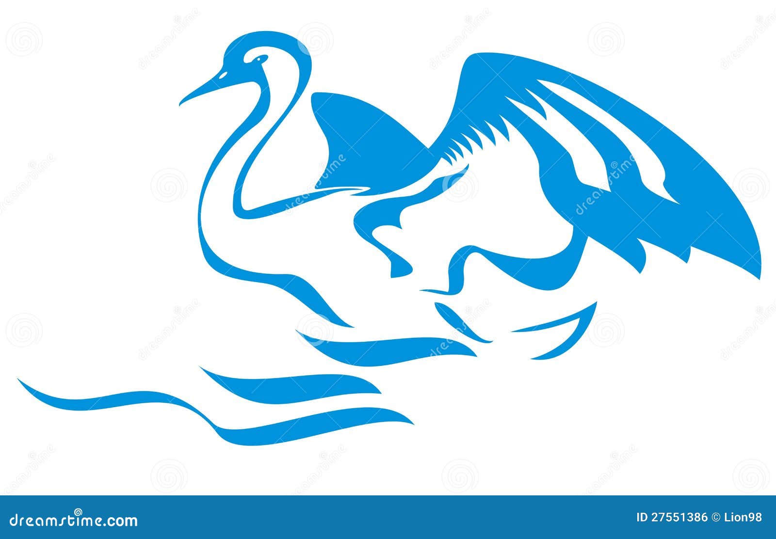 Vector Swan with Open Wings Stock Vector - Illustration of lovely, pure ...