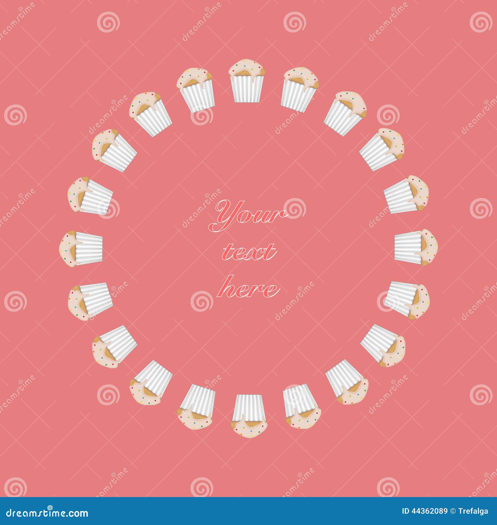 Vector Sweet Cupcake Circle Frame Stock Vector - Illustration of ...