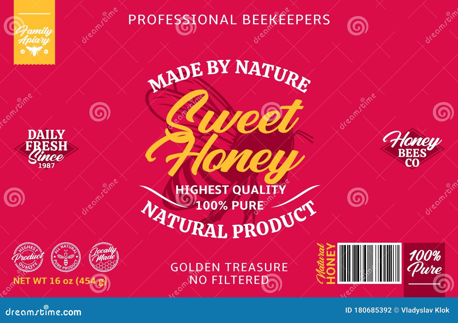 Honey Label and Packaging Design Elements Stock Vector - Illustration ...