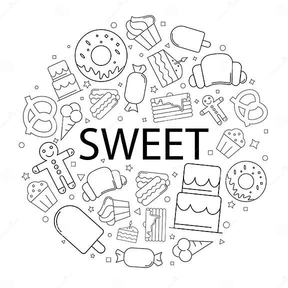 Vector Sweet Pattern with Word. Sweet Background Stock Vector ...