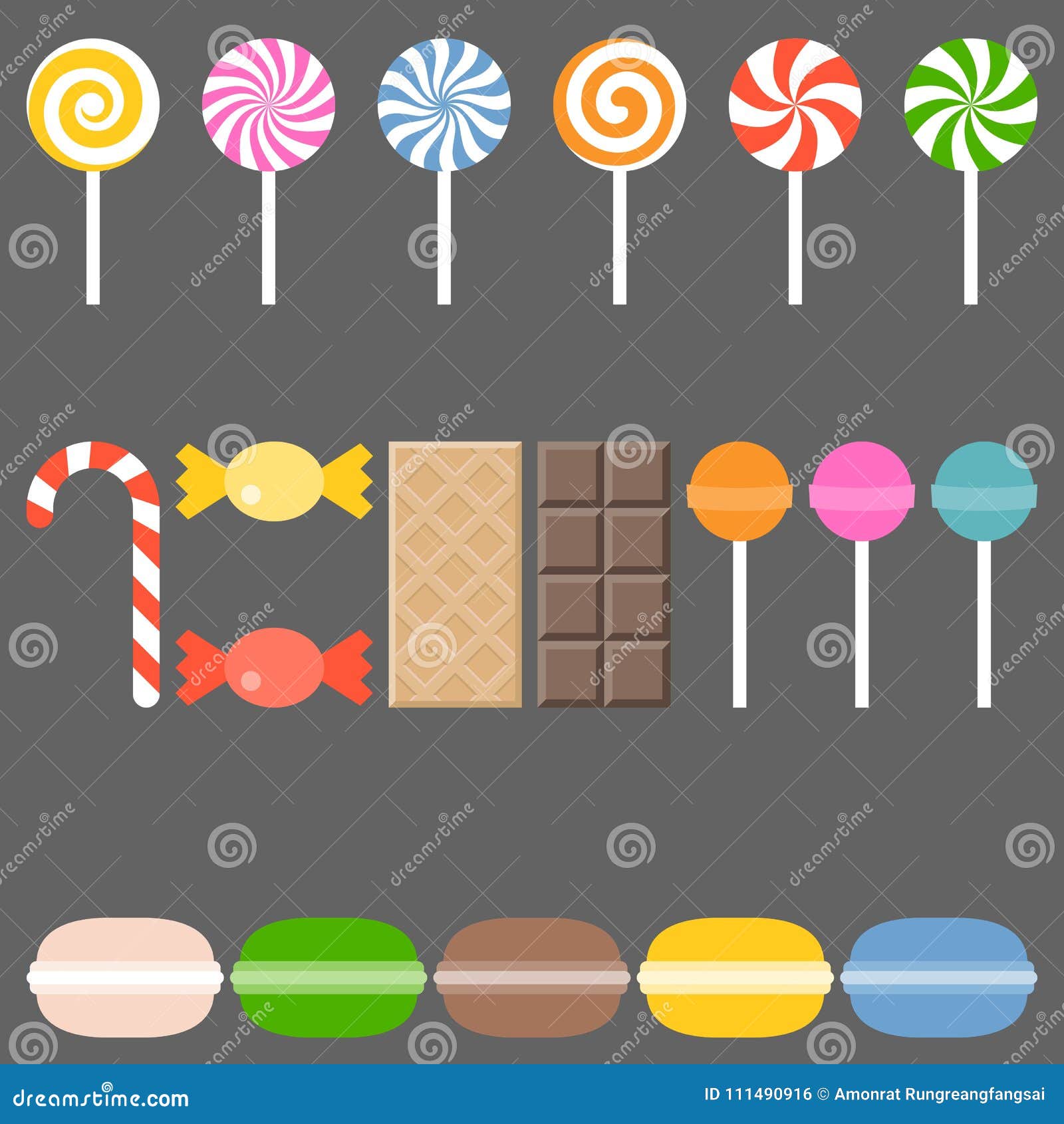 Vector sweets icon set stock vector. Illustration of pink - 111490916