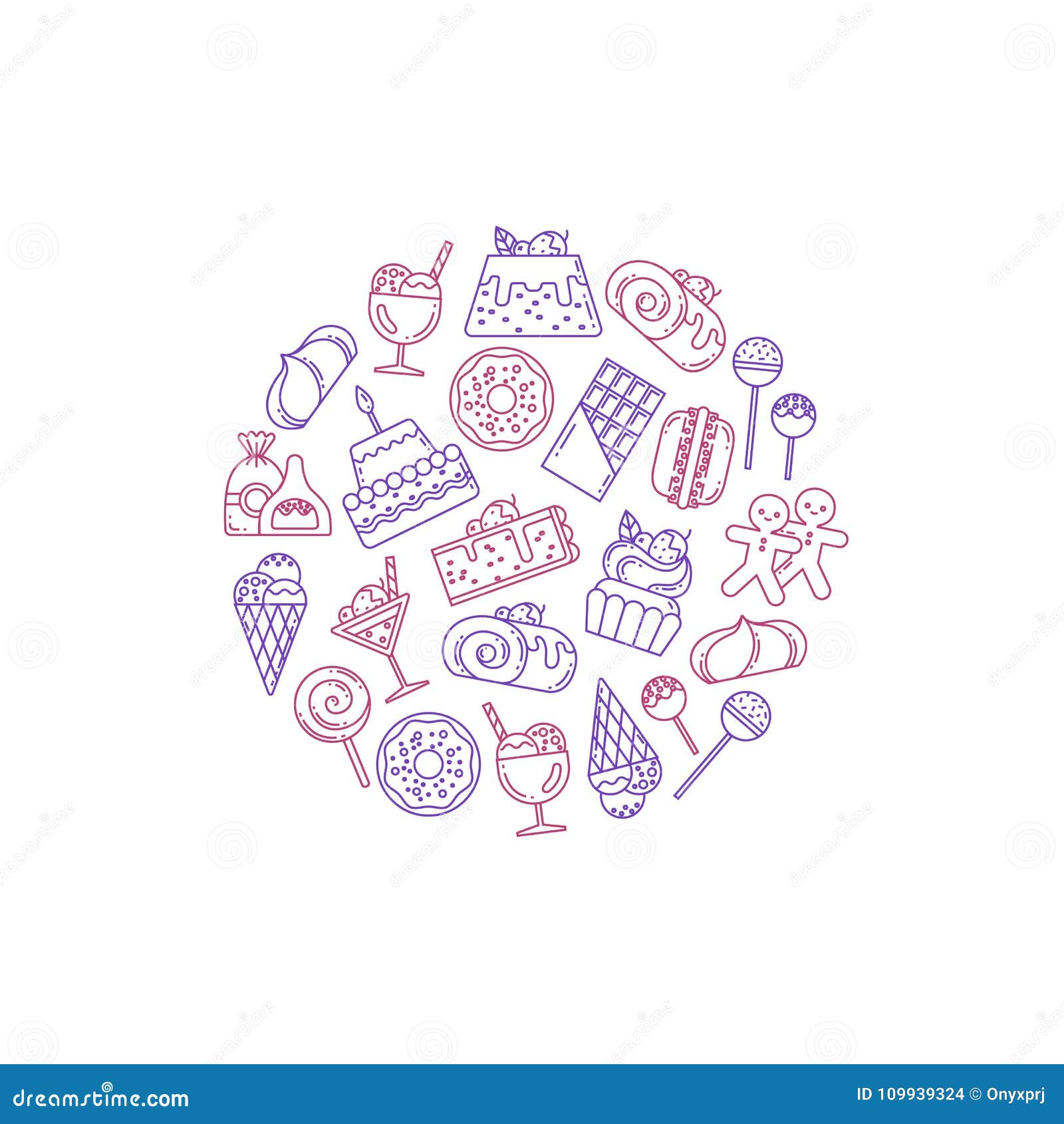 Vector Sweets Icons Illustration Stock Vector - Illustration of bagel ...