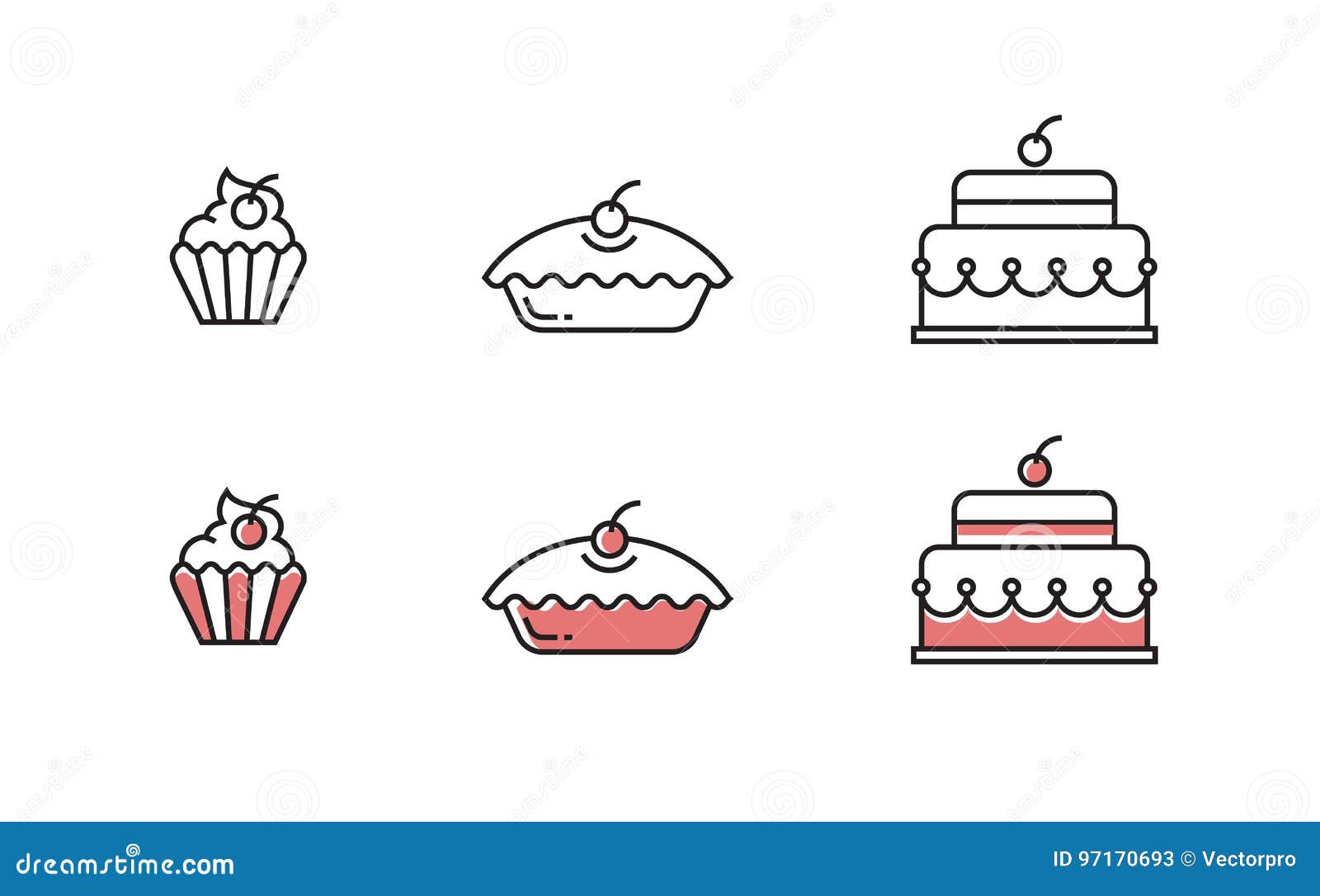 Vector Sweets Outline Icons Stock Vector - Illustration of holiday ...