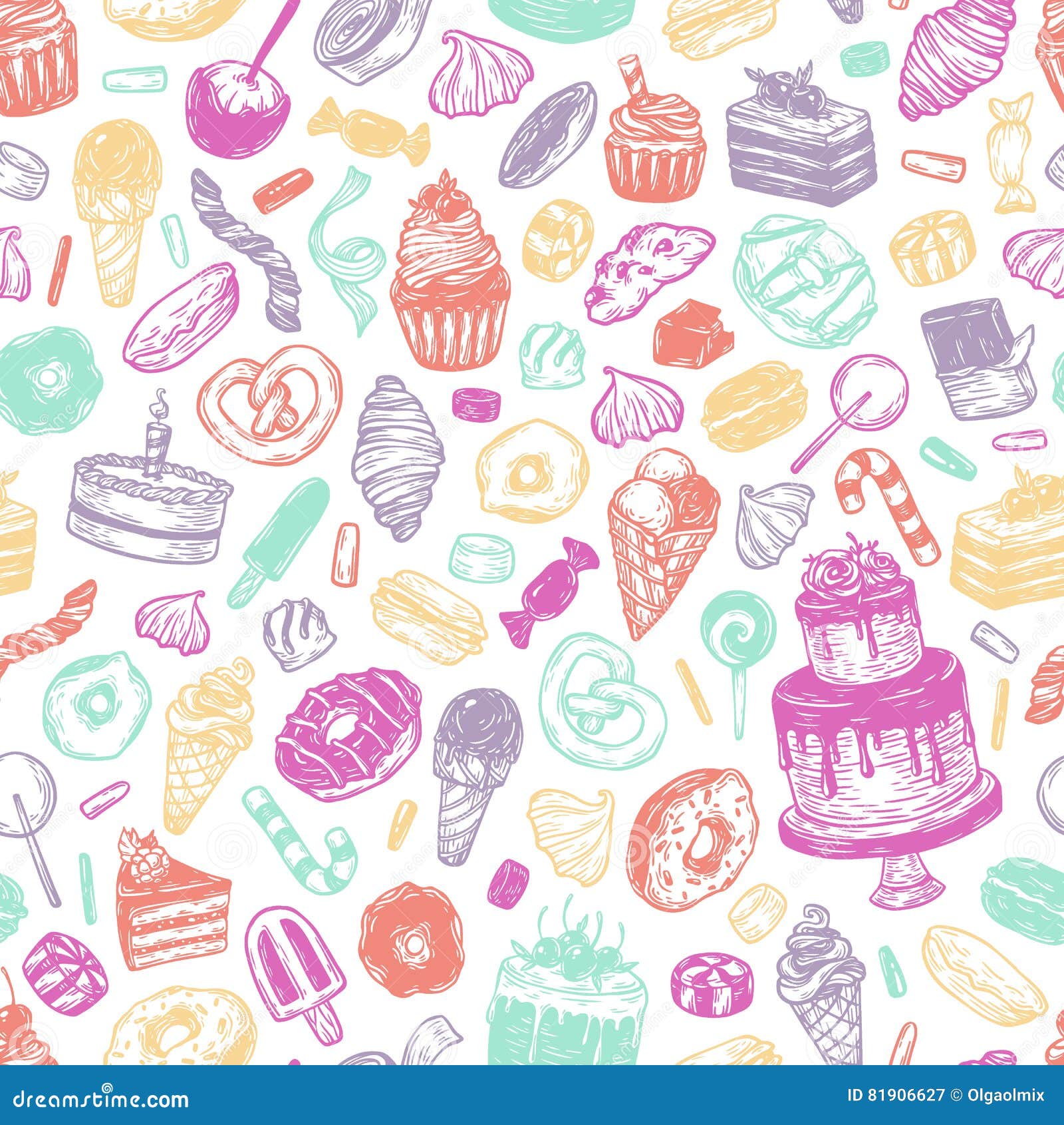 Vector Sweets. Pattern. stock vector. Illustration of donut - 81906627