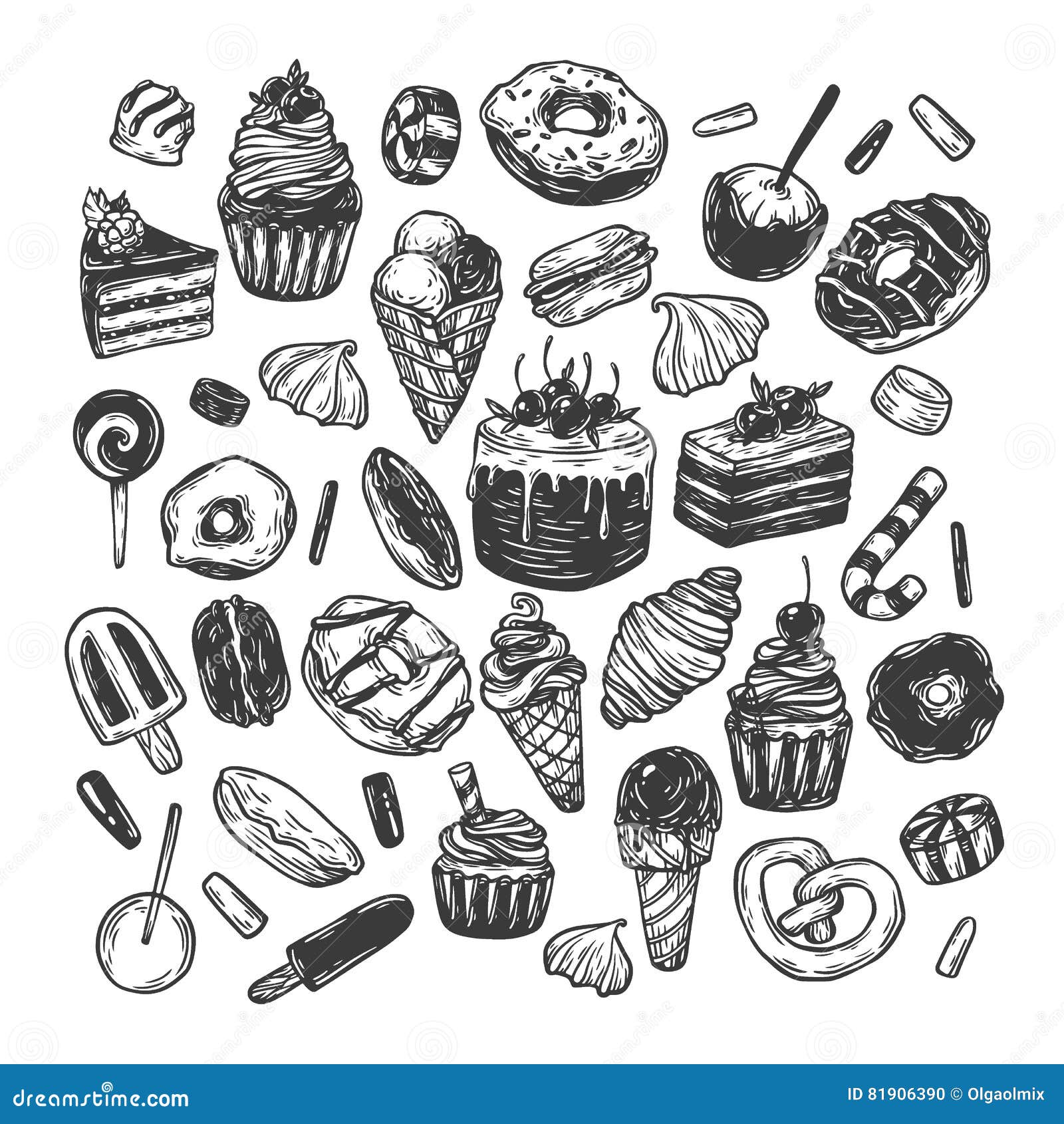 Vector Sweets. Set. stock vector. Illustration of menu - 81906390