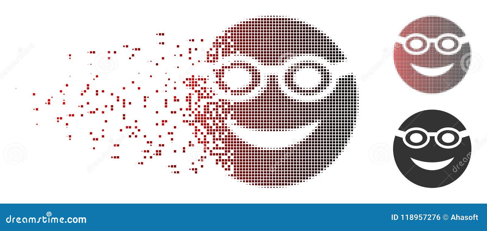 Damaged Pixel Halftone Swimmer Smiley Icon Stock Vector - Illustration ...