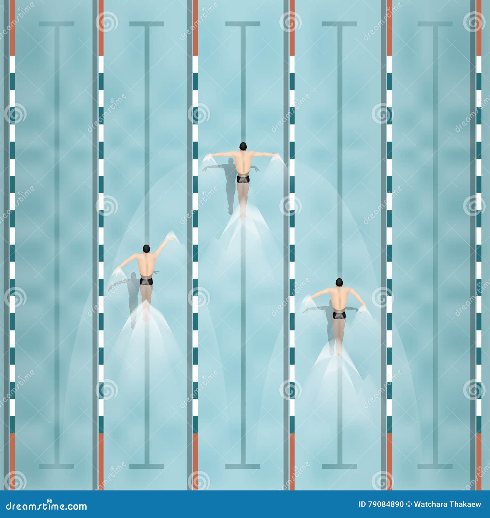Vector of Swimmers are Swimming in Swimming Pool,top View Stock Vector ...