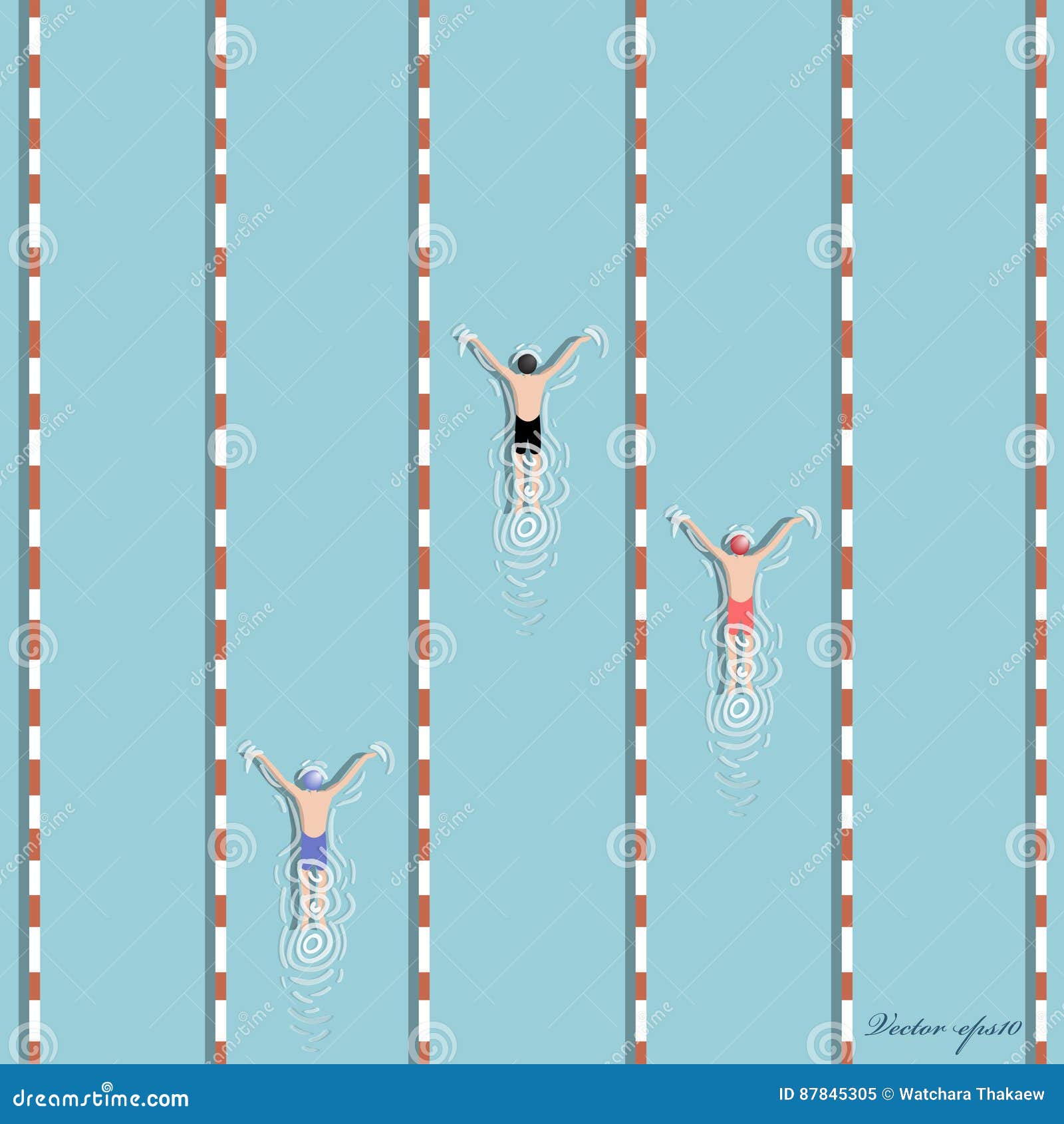 Vector of Swimmers are Swimming in Swimming Pool,top View Stock Vector ...