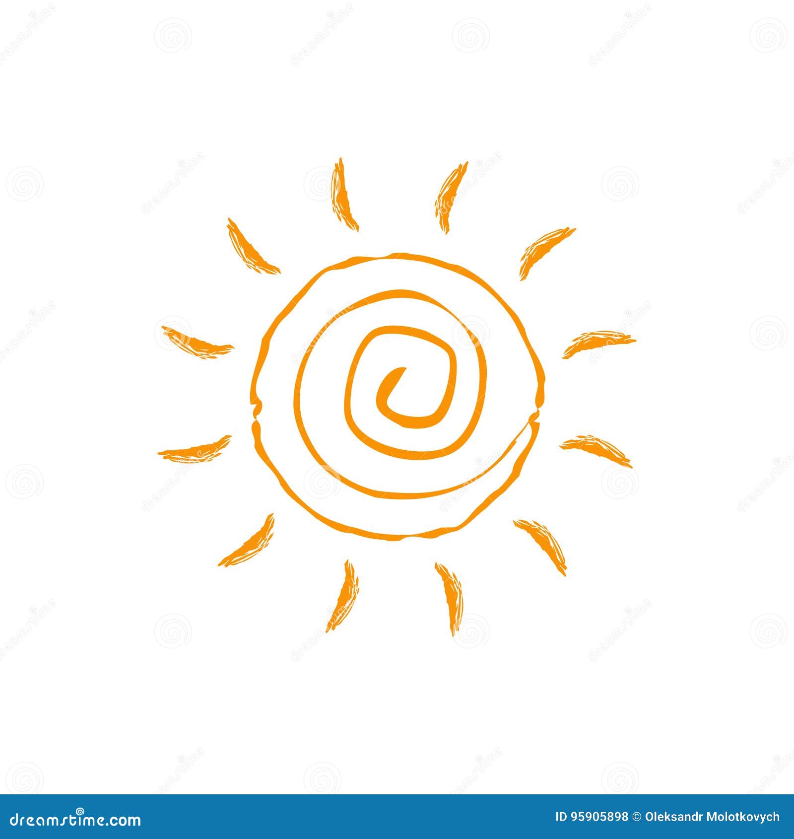 Vector Swirl Sun Icon. Isolated on White Background. Stock Vector ...