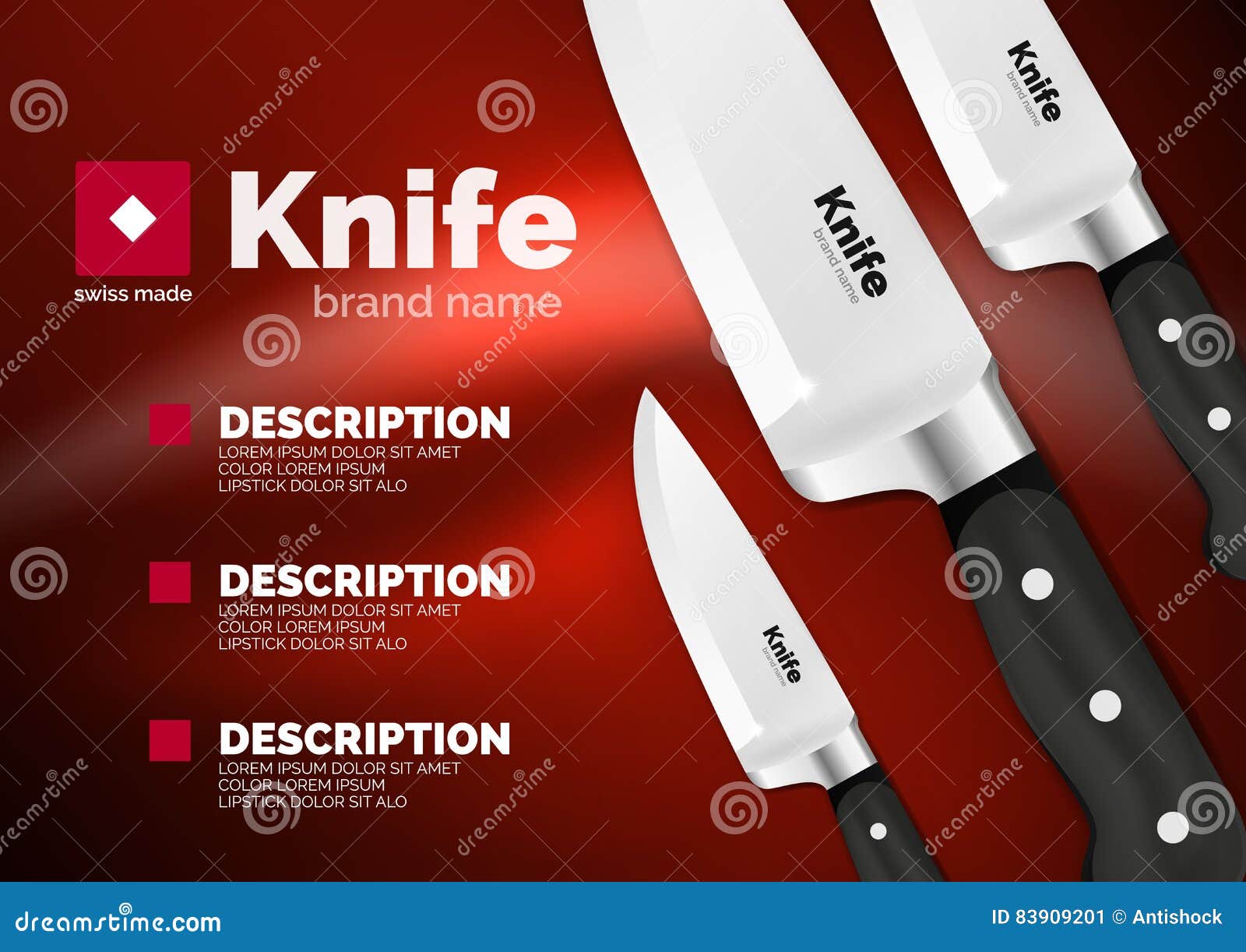 Vector Swiss Made Knife Ad Template Stock Illustration - Illustration ...