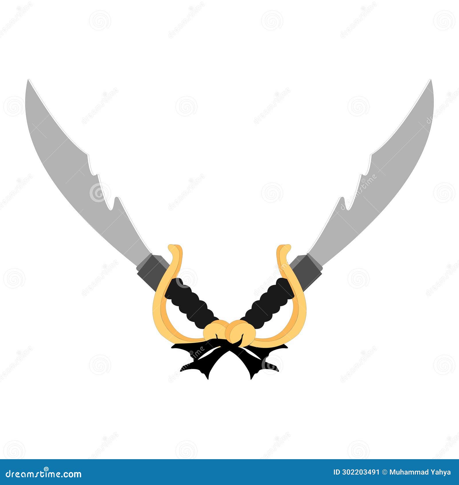 Vector Sword With Black Hilt And Ribbon | CartoonDealer.com #302203502