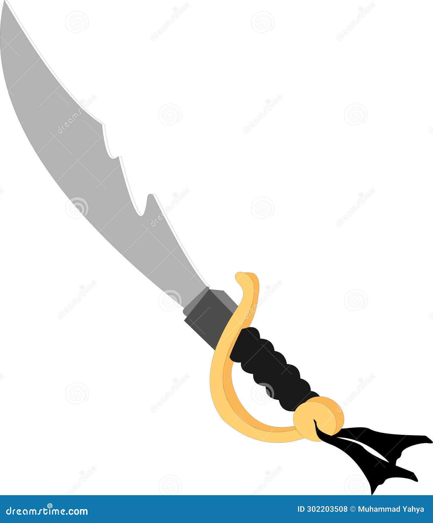 Vector Sword With Black Hilt And Ribbon | CartoonDealer.com #302203502