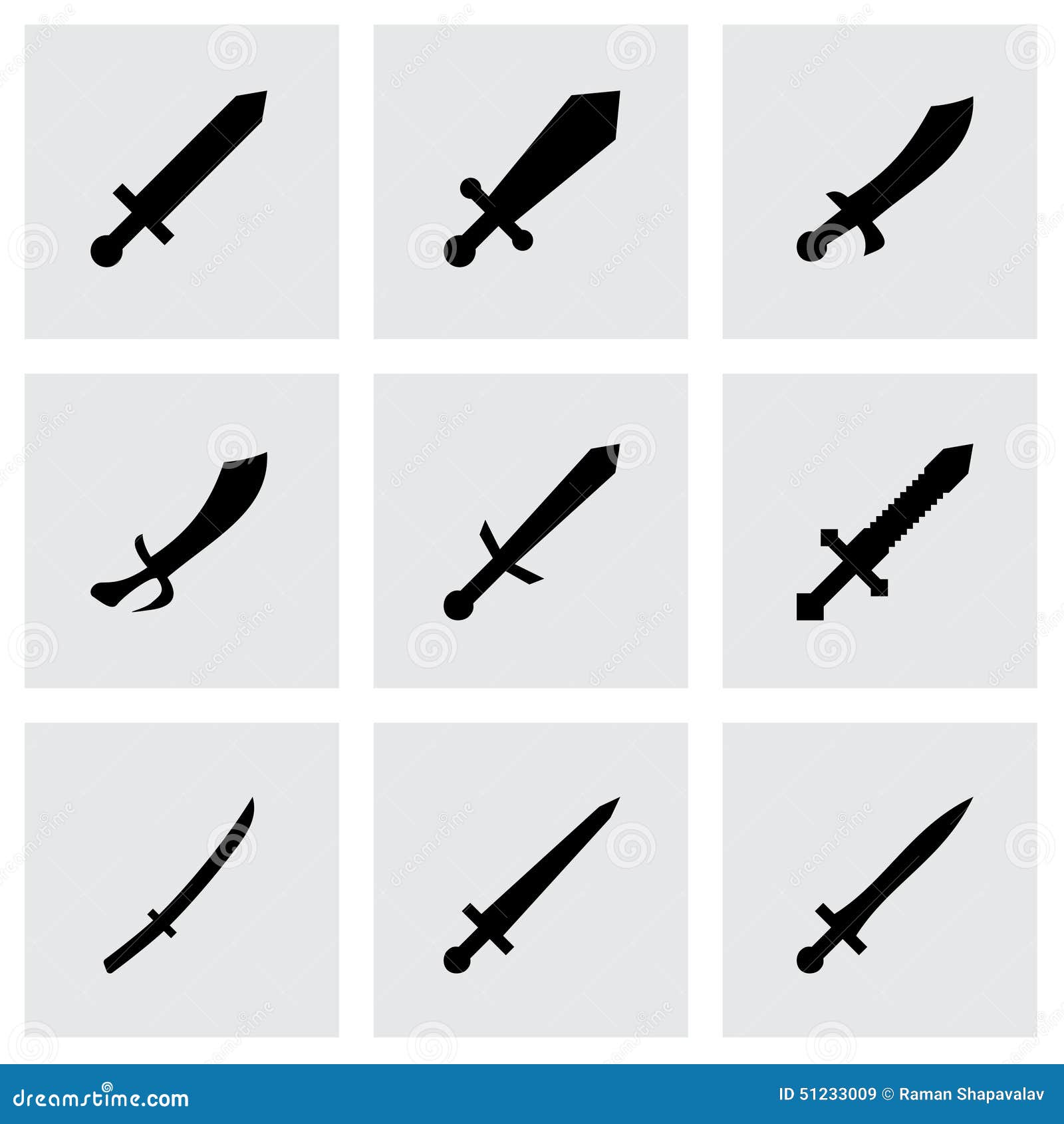 Vector sword icon set stock vector. Illustration of equipment - 51233009