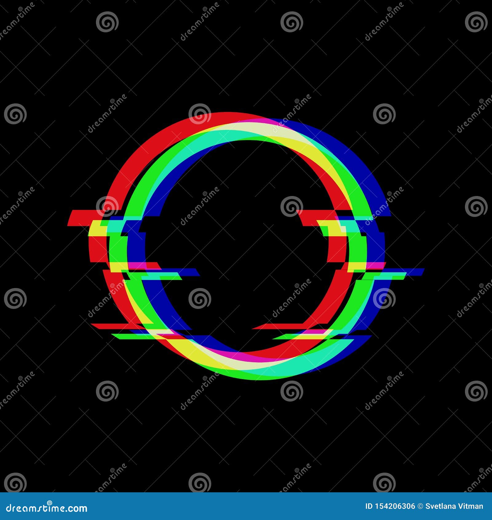 Vector Symbol of Circle in Glitch Style. Round Geometric Glitched Icon ...