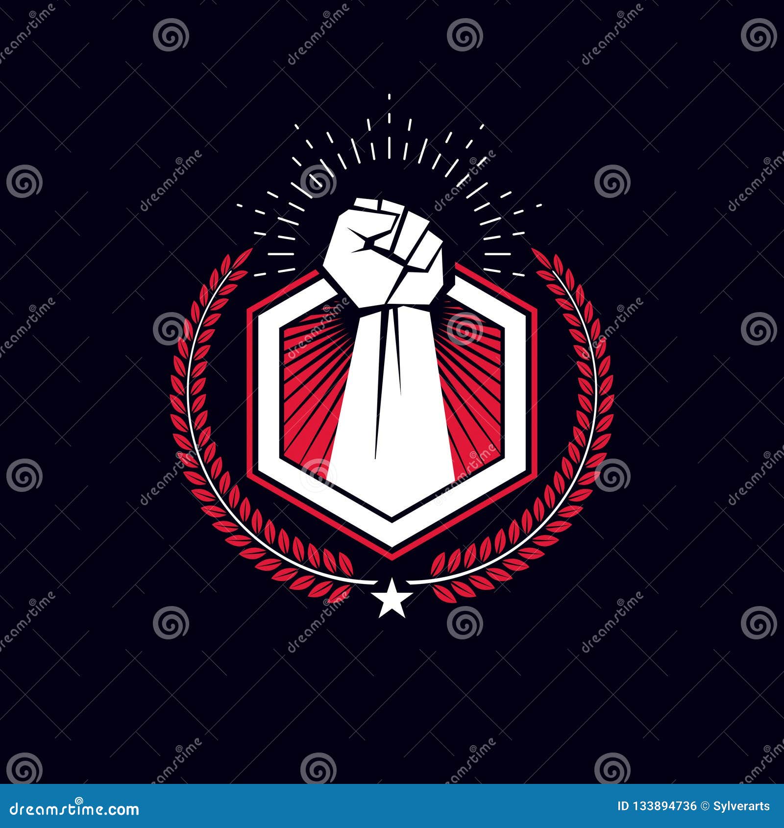Vector Symbol Created Using Clenched Fist of Athletic Strong Man Stock ...