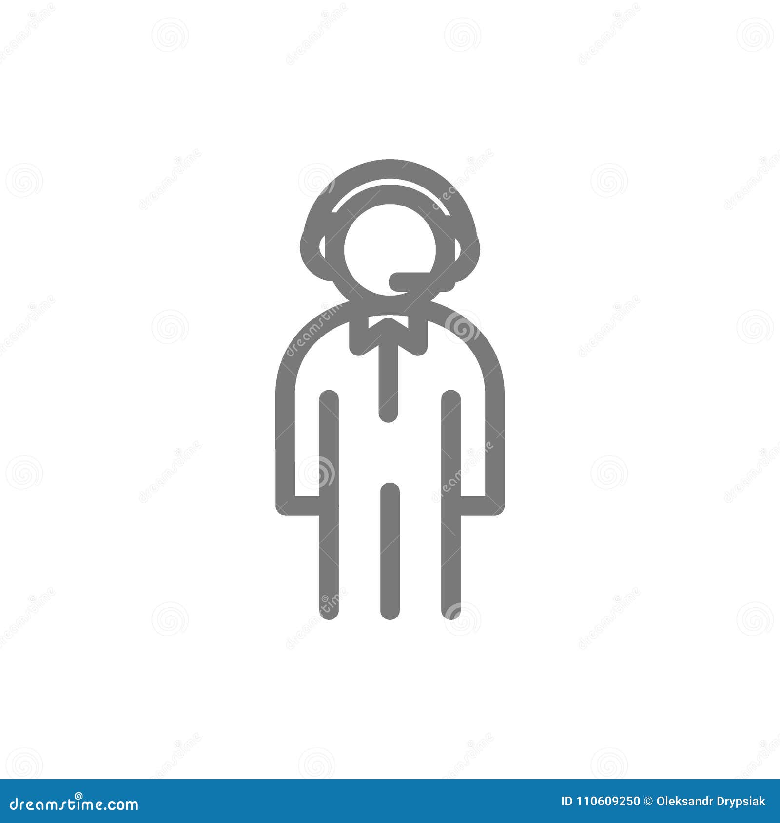 Simple Call Center Operator with Headset, Customer Support Line Icon ...