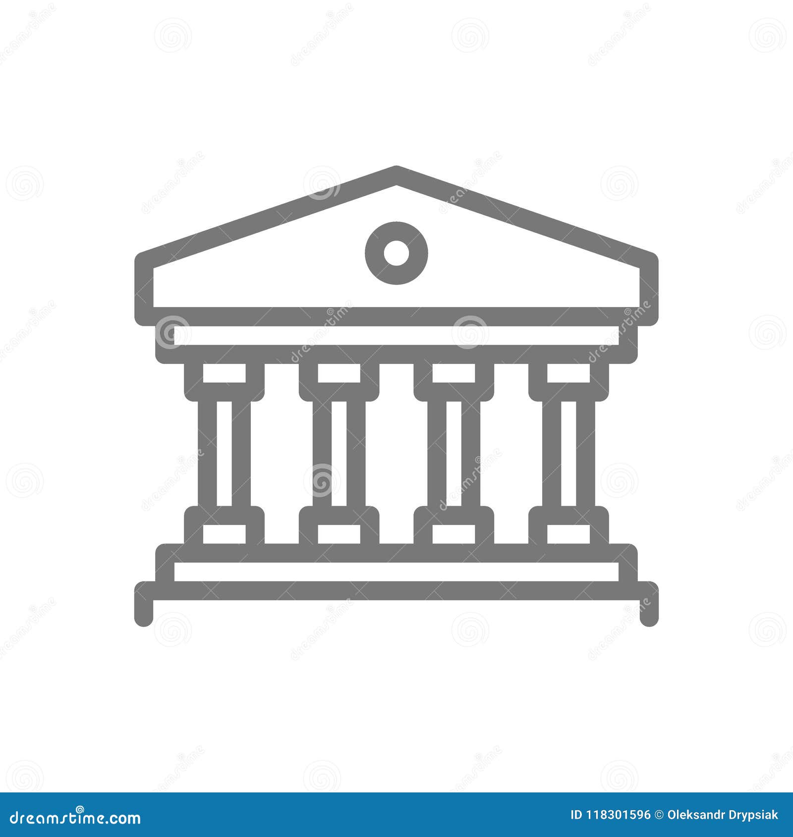 Simple Building with Columns Line Icon. Symbol and Sign Vector ...
