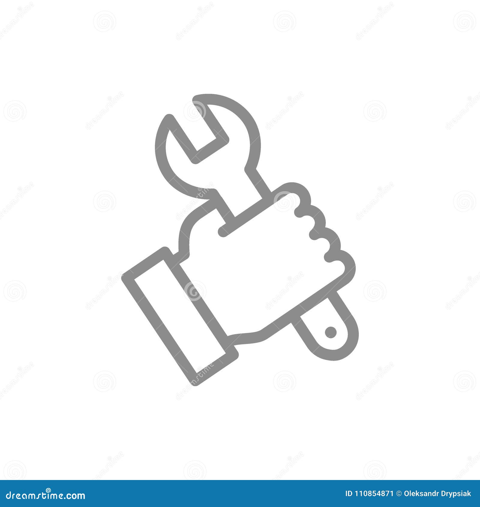 Simple Wrench, Spanner in Hand Line Icon. Symbol and Sign Vector ...