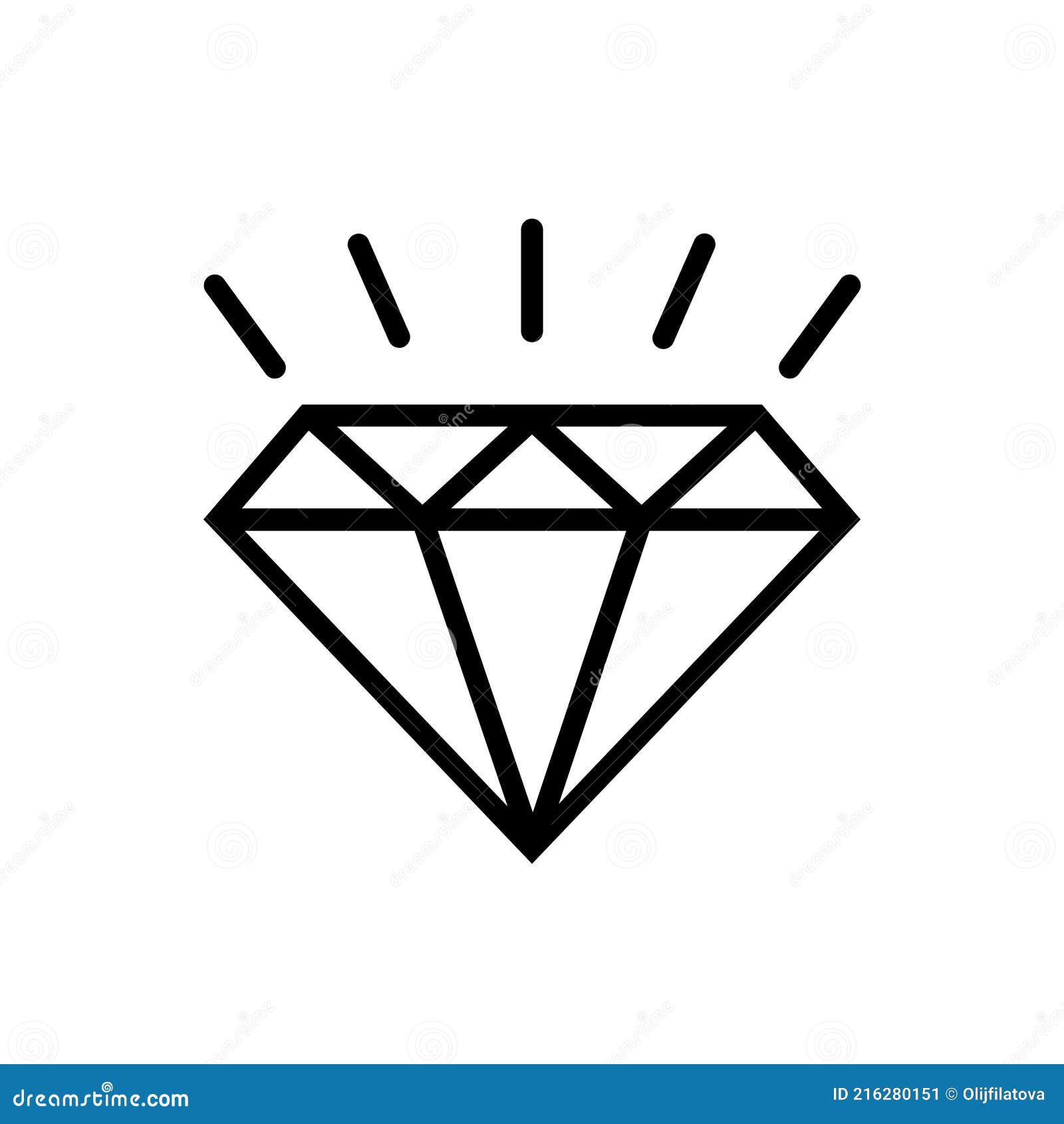 Symbol Image Diamond, Gem Icon Black on White Stock Vector ...