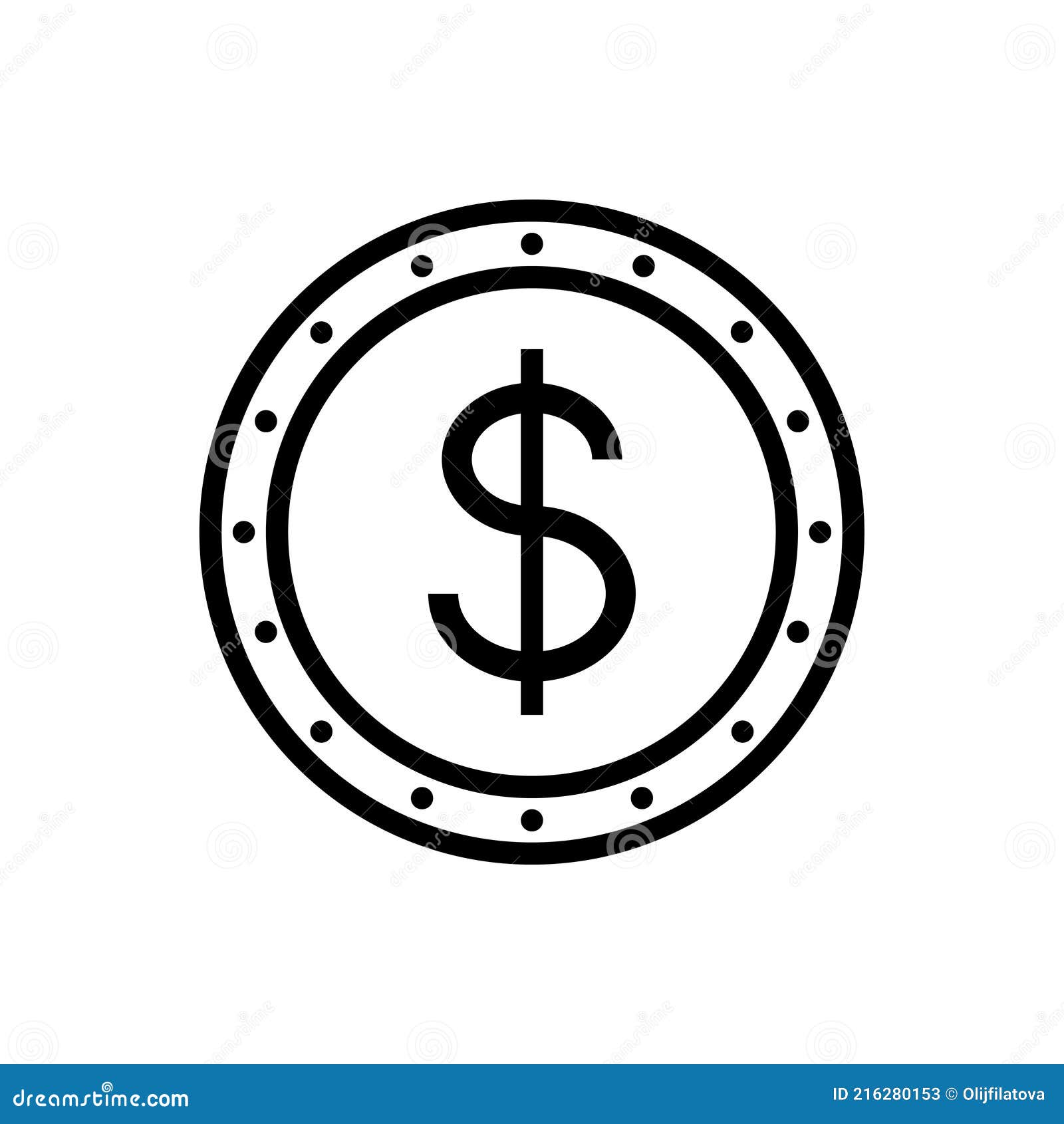 Symbol Image Dollar Icon Black on White Stock Vector - Illustration of ...