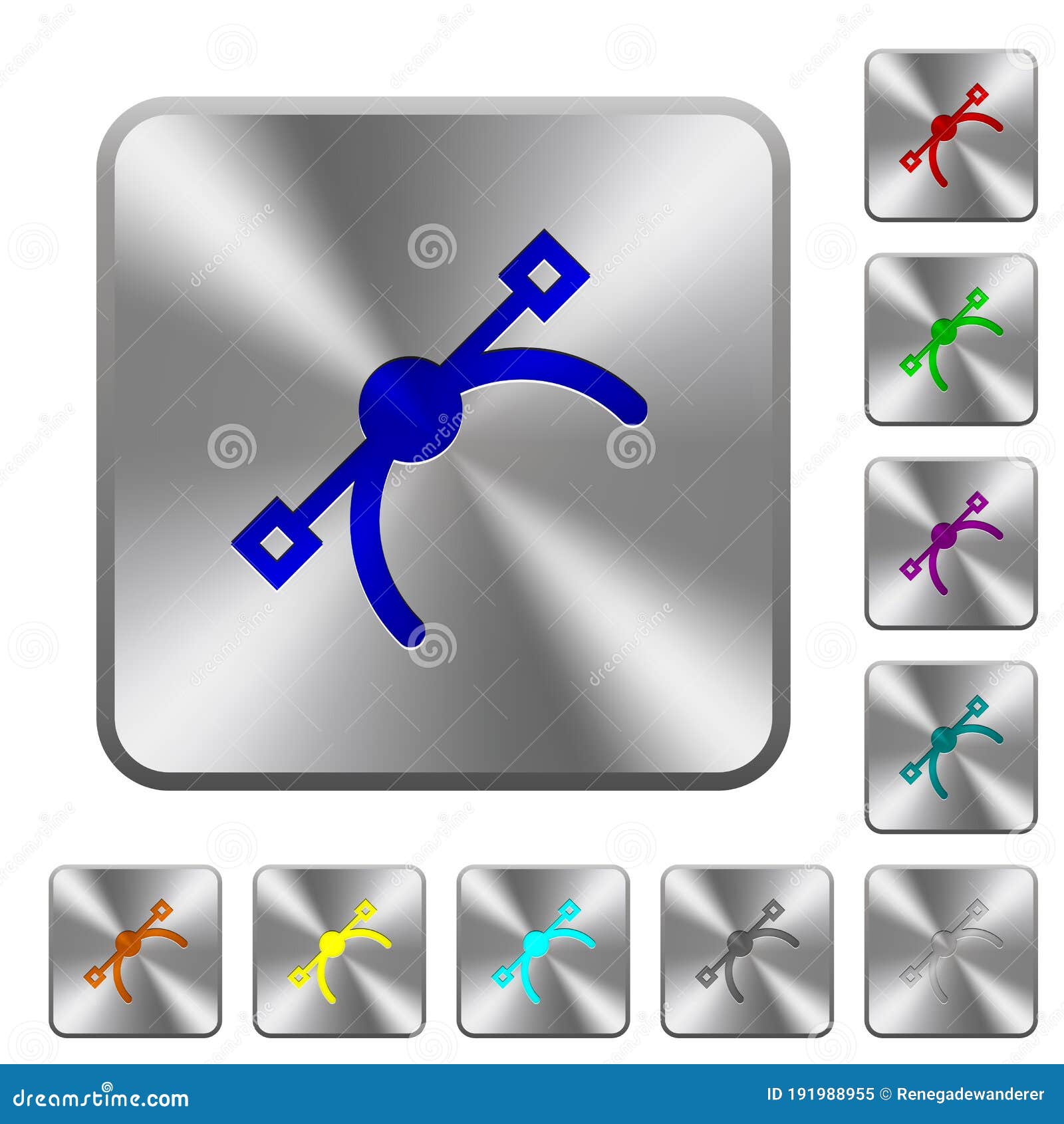 Vector Symbol Rounded Square Steel Buttons Stock Vector - Illustration ...