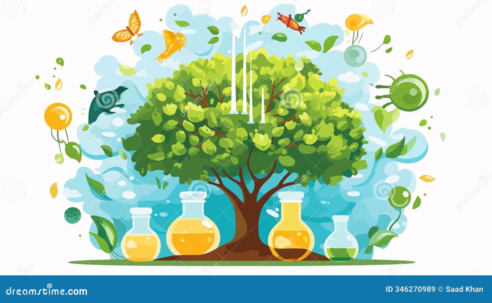 Science Tree Vector Symbol Cartoon Stock Vector - Illustration of ...