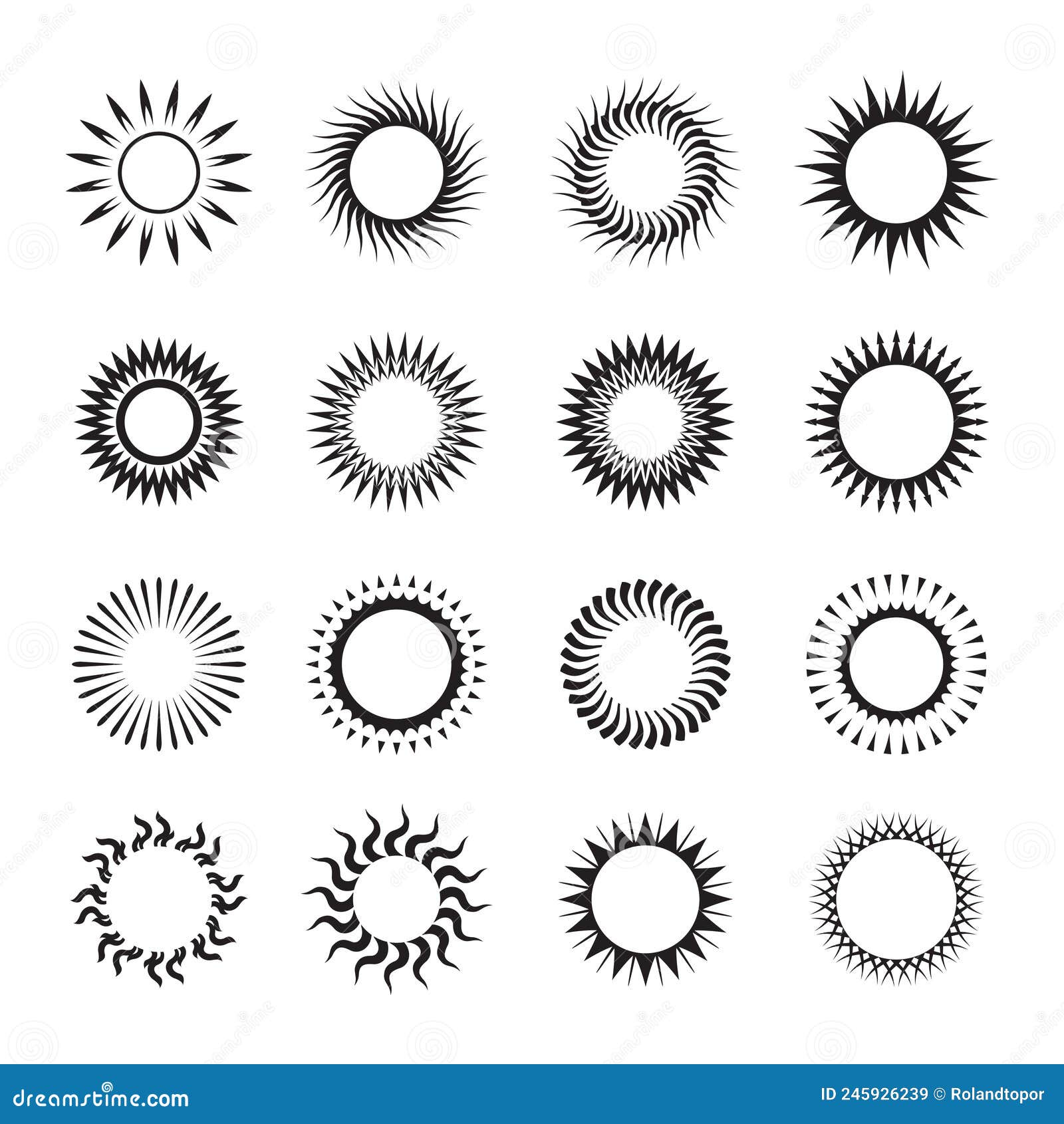 Vector symbol of Sun stock illustration. Illustration of icon - 245926239