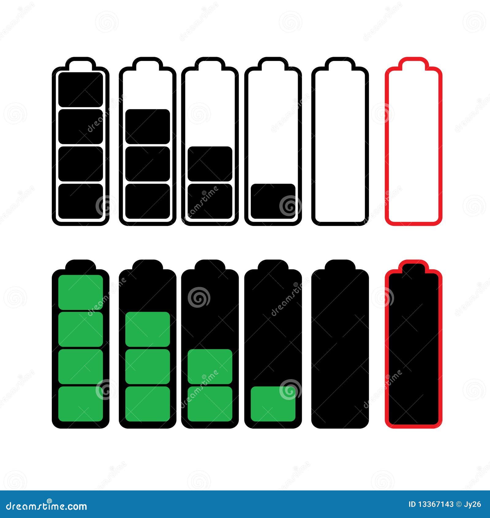 Vector Symbols of Battery Level Stock Vector - Illustration of graphic ...