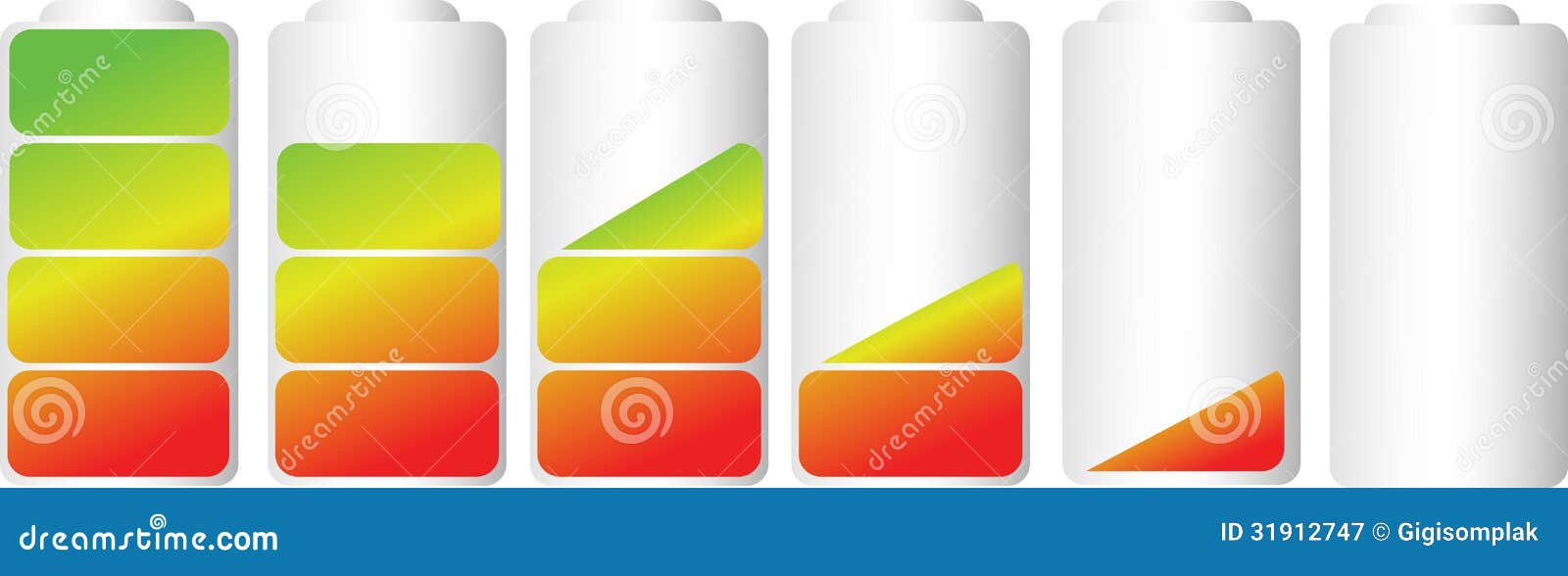 Vector Symbols of Battery Level Indicator Stock Vector - Illustration ...