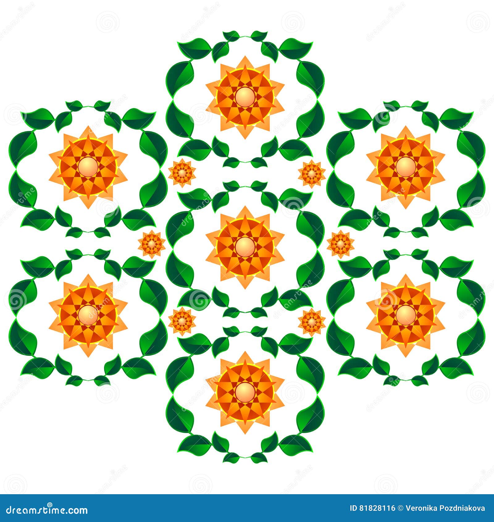 Vector Symmetrical Floral Ornament Composition. Color Stock Vector ...