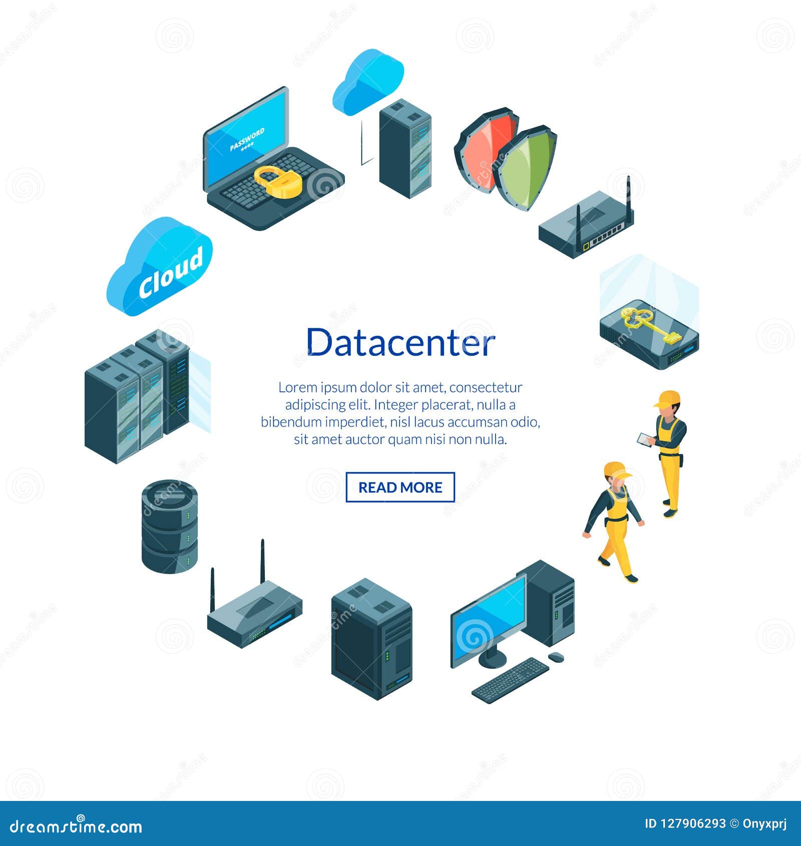 Vector System of Data Center Icons I Stock Vector - Illustration of ...