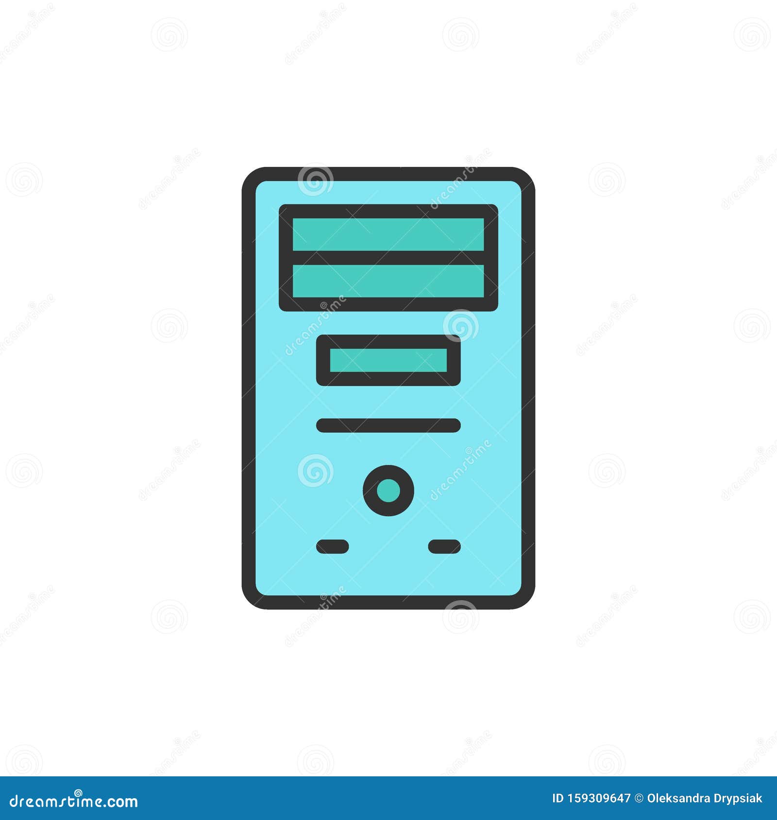 Vector System Unit, Computer Case, Console Flat Color Line Icon. Stock ...